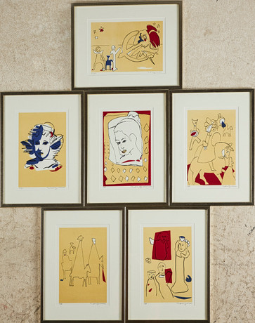 TORSTEN JURELL. Escenas de figuras, 6 uds., litografías en color, de ...