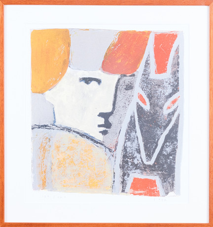 PYK. CAMILLA PYK (född 1966) Komposition med ansikten, färglitografi ...