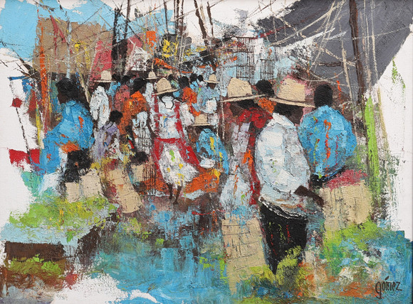 * GÓMEZ, 20TH CENTURY. ABSTRACT MARKET PLACE SCENE. Art - Paintings ...