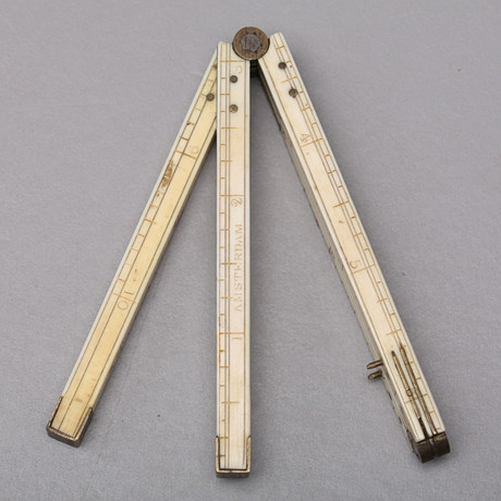 MEASURING RULE, bone and brass, 19th century. Miscellaneous ...