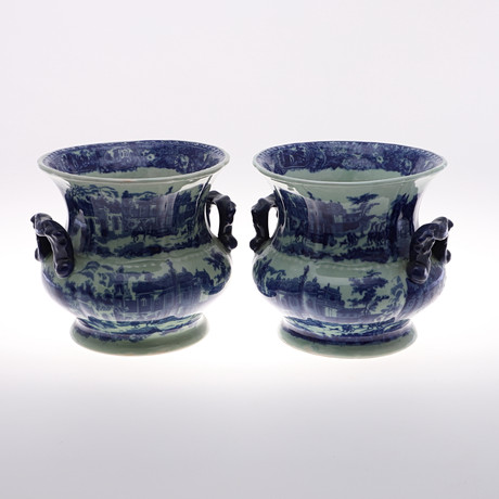 A PAIR OF VICTORIA WARE IRONSTONE TWO HANDLED PLANTERS. Ceramics ...