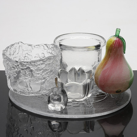 GLASFÖREMÅL, 6 st, bl a Germano Padoan, Gränna glasbruk, 1900-talets ...