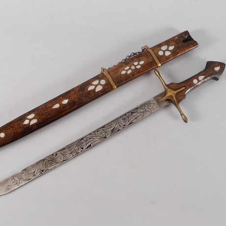 SWORD, wooden scabbard with bone inlays, Turkey, 1900s. Weapons ...