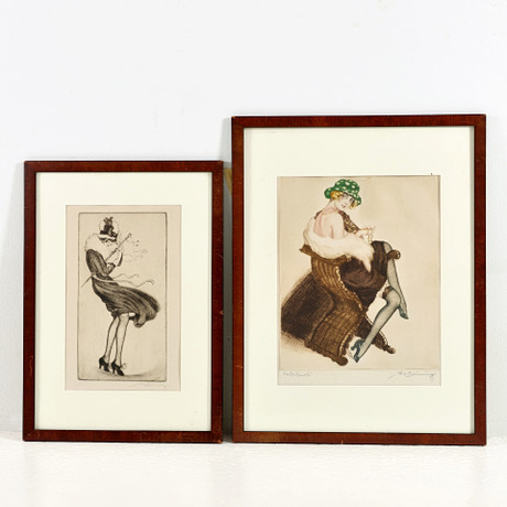 MAX BRÜNING. 1887-1968. Color drawings, 2 pcs, signed. Art - Engravings ...