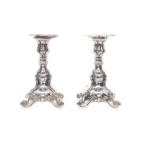 A PAIR OF ISRAELI 925 MARK STERLING CANDLESTICKS, BY HAZORFIM. Silver ...