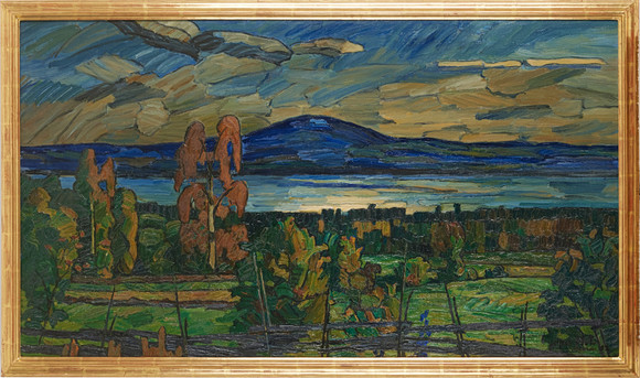 ANDERS HOL (1867-1959): Landskap över Siljan, oljemålning på duk ...