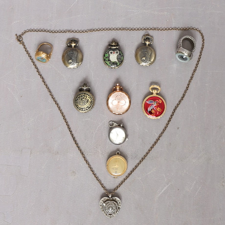 WATCH, collection, two "ring" watches and 9 pocket watches. Clocks ...