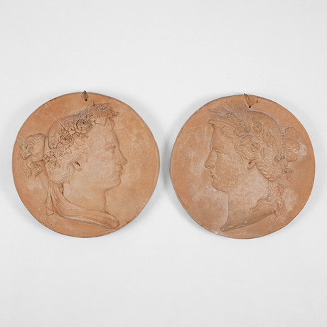 MEDAL BOYS, a pair, Sweden around 1900, depicting Ceres and Flora ...