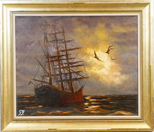 TYRONE JÖRLEFJORD. Oil painting, ship motif, signed. Art - Paintings ...