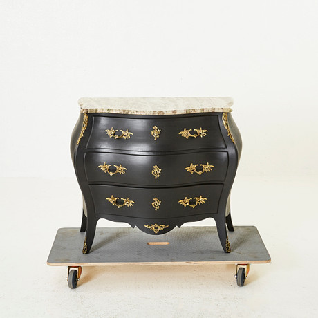 Chest of drawers, rococo style, 20th century, repainted, profiled stone ...