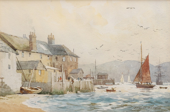 STUART BECK (1903-2000). UPPTAGEN HAMN SCEN. Konst - Måleri - Auctionet