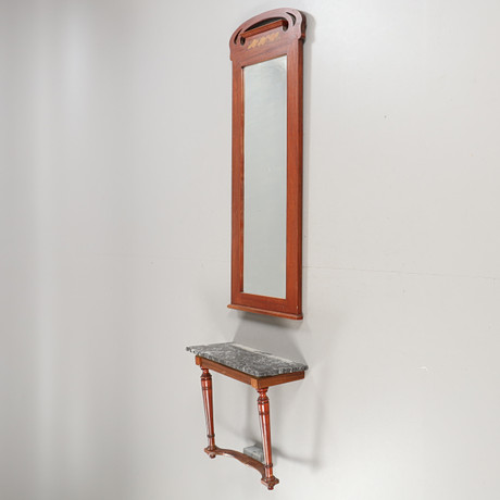 MIRROR WITH CONSOLE, Art Nouveau, marble top, early 20th century ...