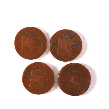 MYNT 4 vst, 1800-tal, Norge. Mynt, Medaljer & Frimärken - Mynt - Auctionet