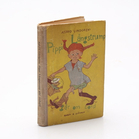 BOG, "Pippi Langstrømpe går over bord", Astrid Lindgren, Rabén & Sjögren, Karlshamn 1946. Bøger ...