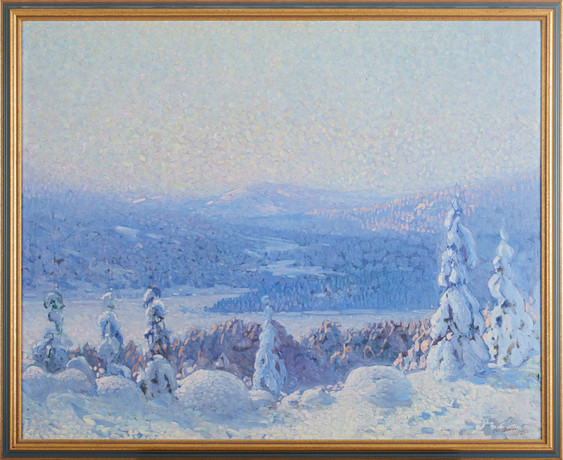 IVAN CONSTANTIN JOHANSSON. Vinterlandskap med fjäll. Konst - Måleri - Auctionet