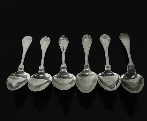 DINING SPOONS, 6 pcs, silver, Old French model, Anders Wedin, Söderhamn ...