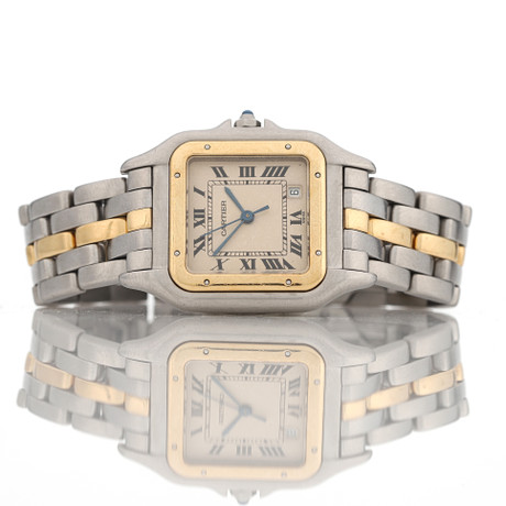 CARTIER PHANTHÈRE Armbandsur, guld + stål, quartz, datum, ca 1990-tal ...