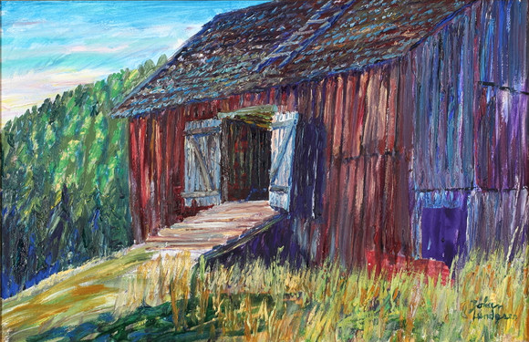 JOHAN LUNDGREN. Gamla ladan, Nordingrå, olja på duk, signerad. Konst ...