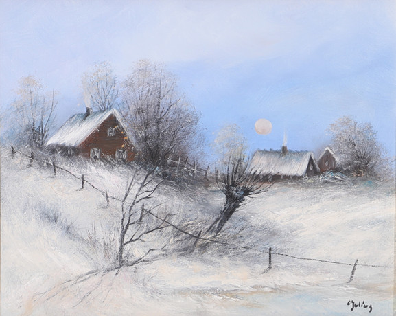 CARL JULIUS. Winter landscape, oil on canvas, signed C. Julius. Art ...