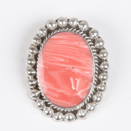 (B12) BROSCH, Sterling silver, Rodokrosit, Mexico. Smycken & Ädelstenar ...