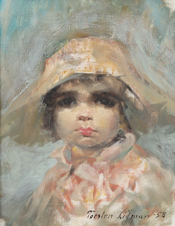 TORSTEN LIDMAN (1903-1990). Child portrait, oil on canvas. Art ...