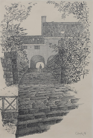 JONAS GLOCK. Lithography, Väggaskolan, signed. Art - Engravings & Prints - Auctionet