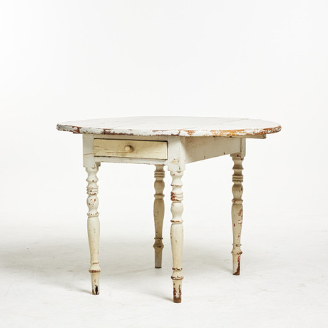 SIDEBOARD, 19th century, painted white, turned legs, two drawers ...