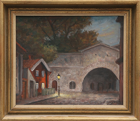 LAGE CARLSSON. OIL on canvas, Kalmar motif, Västerport, 1900s. Art ...