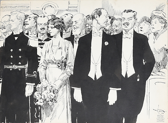 VICKE ANDRÉN. "Church wedding", Ink, signed and dated, VA -14. Art ...