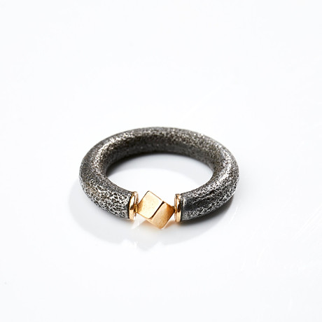 FRITS HEIRING SØRENSEN. RING, silver, and cube in 18k gold, Denmark ...