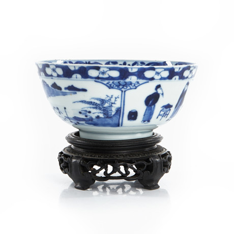 BOWL, porcelain, China, late Qing (1644-1912), decoration of garden ...