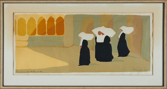 ELENA MICHÉEW. lithograph, motif with nuns, signed and numbered. Art ...