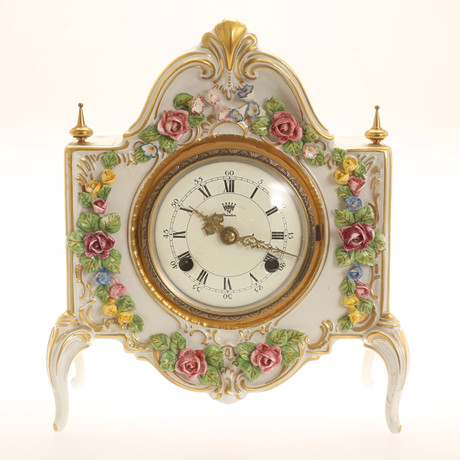 TABLE CLOCK, porcelain, marked Dresden. Clocks & Watches - Mantel ...