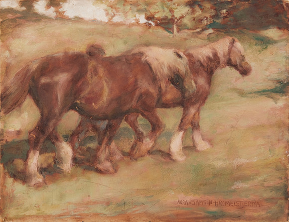 NORA VON SAMSON-HIMMELSTJERNA. Pferde, Öl auf Platte, 27 x 35 cm. Kunst ...