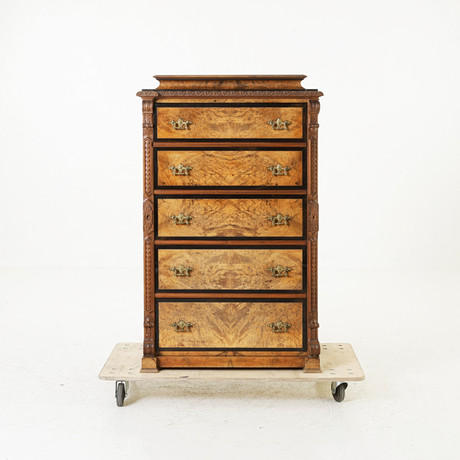 CHIFFONJÉ/MEN'S BUREAU, walnut and walnut root, Neo-Renaissance, late ...