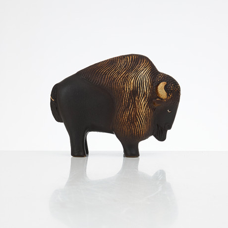 LISA LARSON. figurin, stengods, i form av bisonoxe, Gustavsberg ...