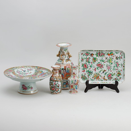 VASER, 3 st samt FAT, 2 st, porslin, Kina, 1800/1900-tal. Keramik ...