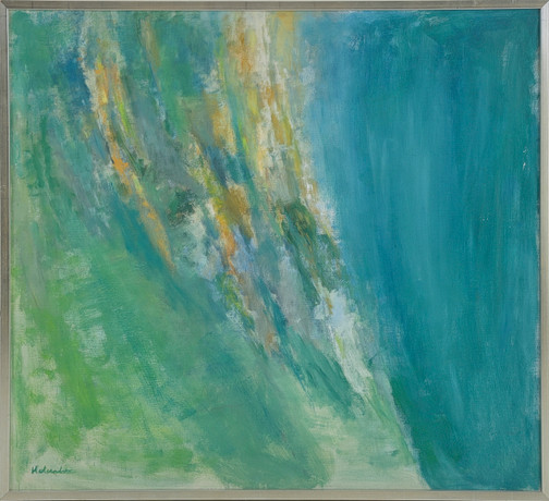 RUBEN HELEANDER. "Sand cliff plunging into the sea - Ven 1962" oil ...