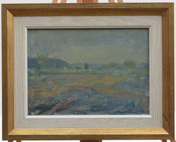 LARS FALK. Åkerlandskap. Olja på pannå. Konst - Måleri - Auctionet