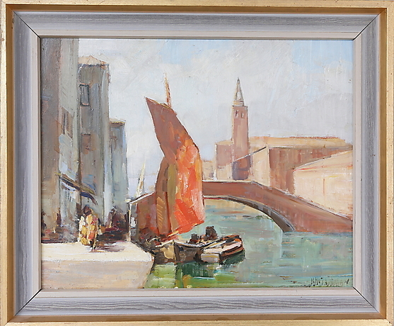 KNUT NORMAN. City view, Oil on Board, signed Knut Norman. Art ...