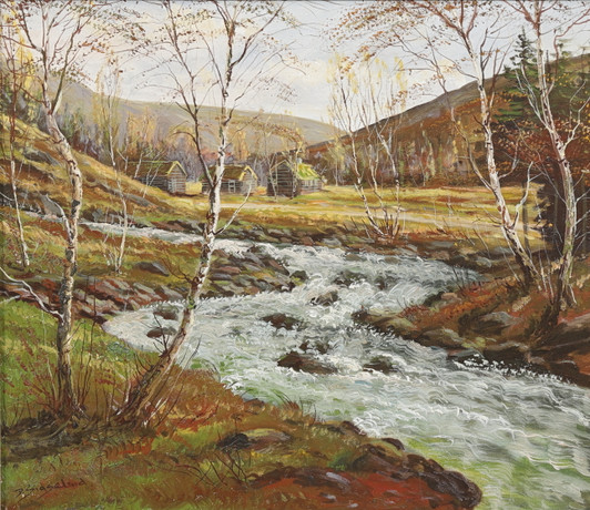 DAGFINN SIDSELRUD. Landscape, Oil on canvas. Signed. Art - Paintings ...