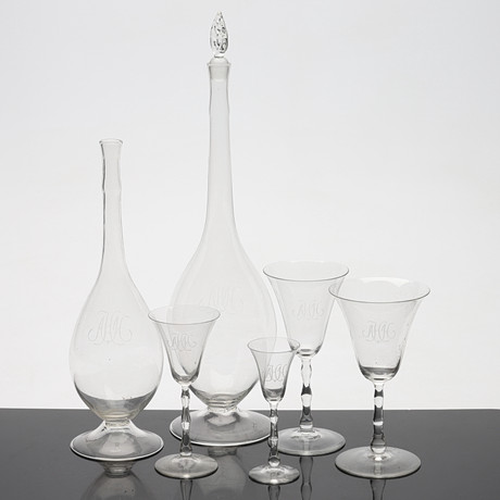 SIMON GATE. Glass set, 55 pieces, "Stork", Orrefors. Glass - Tableware ...