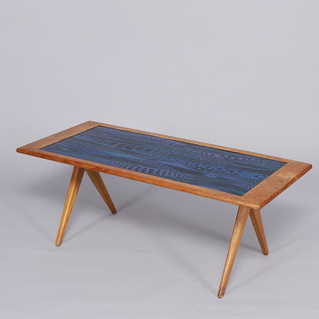 STIG LINDBERG & DAVID ROSÉN. Soffbord Vågor, ek och emalj, Nordiska ...