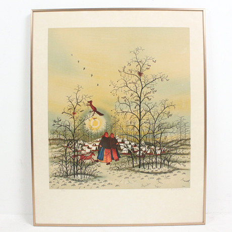 IVAN LACKOVIC (1932-2004). Color lithograph, village in a winter ...