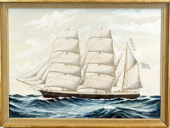 GUSTAF FREDRIKSSON (1901-1982). Fartygsporträtt av "Oskar II - Vätö", Kapt J.O Andersson 1901 ...