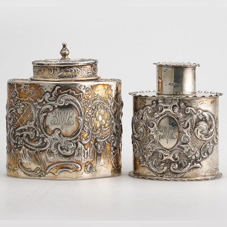 TEDOSOR, 2 pcs, sterling silver, baroque and rococo style, including ...