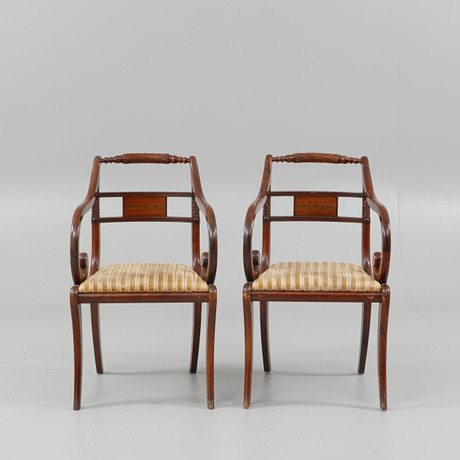 ARM CHAIRS, a pair, so-called Trafalgar chair, 1900s. Furniture ...