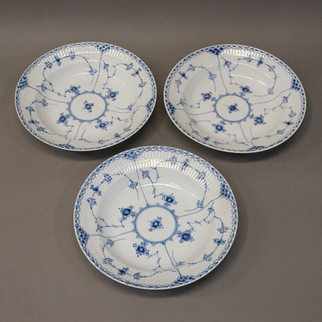ROYAL COPENHAGEN/ ROYAL DANISH, THREE DEEP PLATES, MUSSEL MALET ...