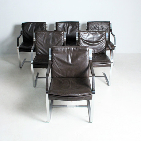 WALTER KNOLL. 6 Freischwinger ART COLLECTION - Stahl und Leder. Möbel - Sessel & Stühle - Auctionet