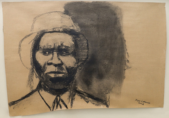 AMOS LETSOALO, SOUTH AFRICAN (B.1969). A HEAD OF A MAN. Art - Paintings ...